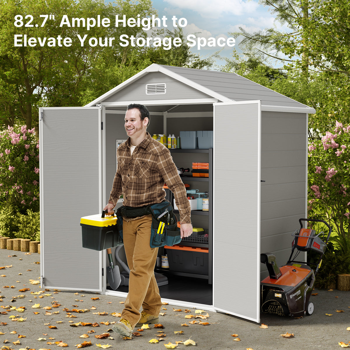 6 x 4 ft Outdoor Storage Shed with Heavy Duty Floors, Lofka Plastic St ...