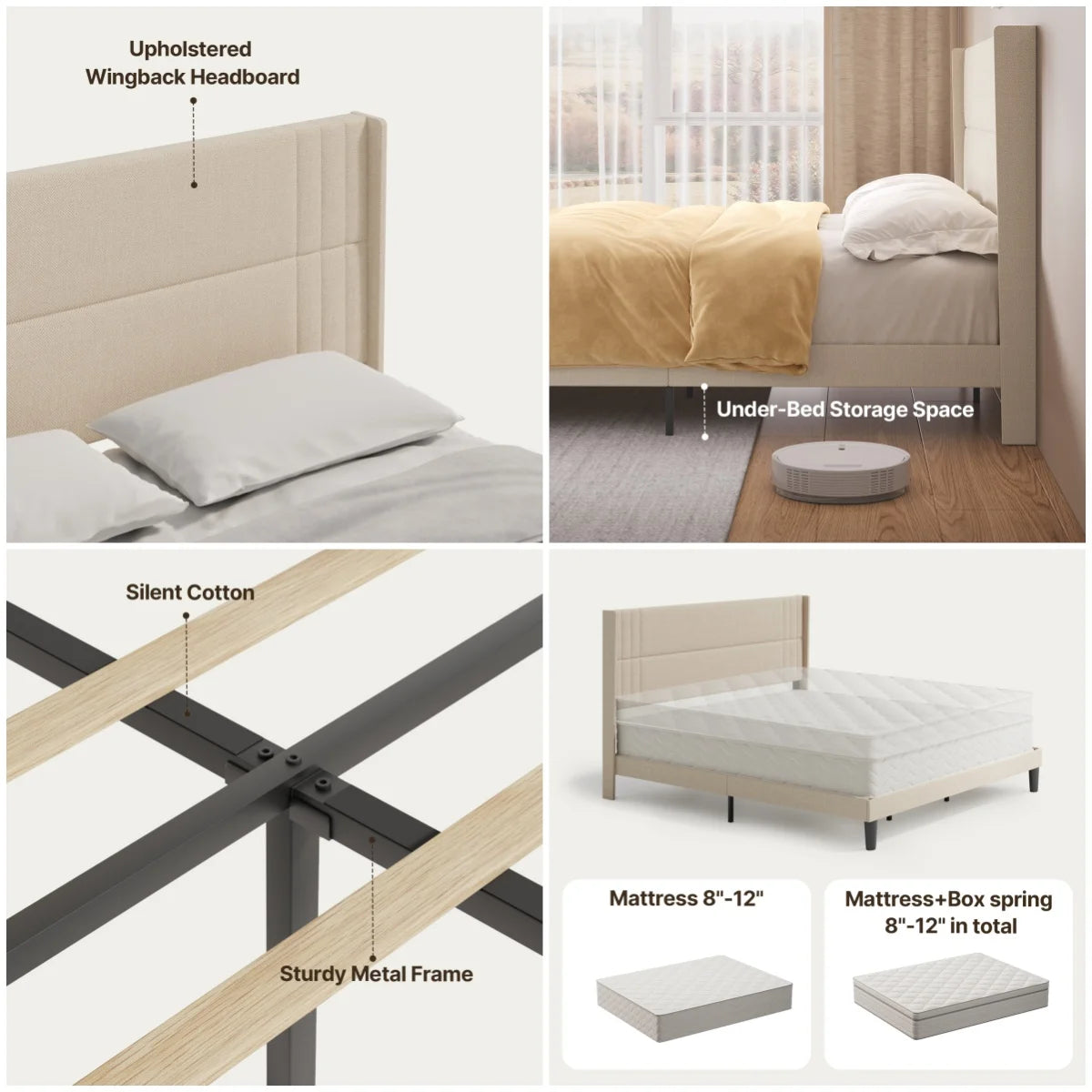 Bedroom Furniture Set - Includes One King Bed Frame, Makeup Vanity Des ...