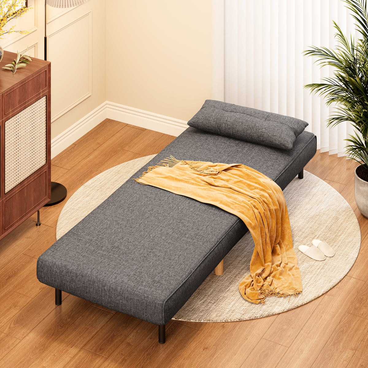 Convertible Folding Sofa Bed, Lofka Sleeper Couch with Pillow & 6-Posi ...
